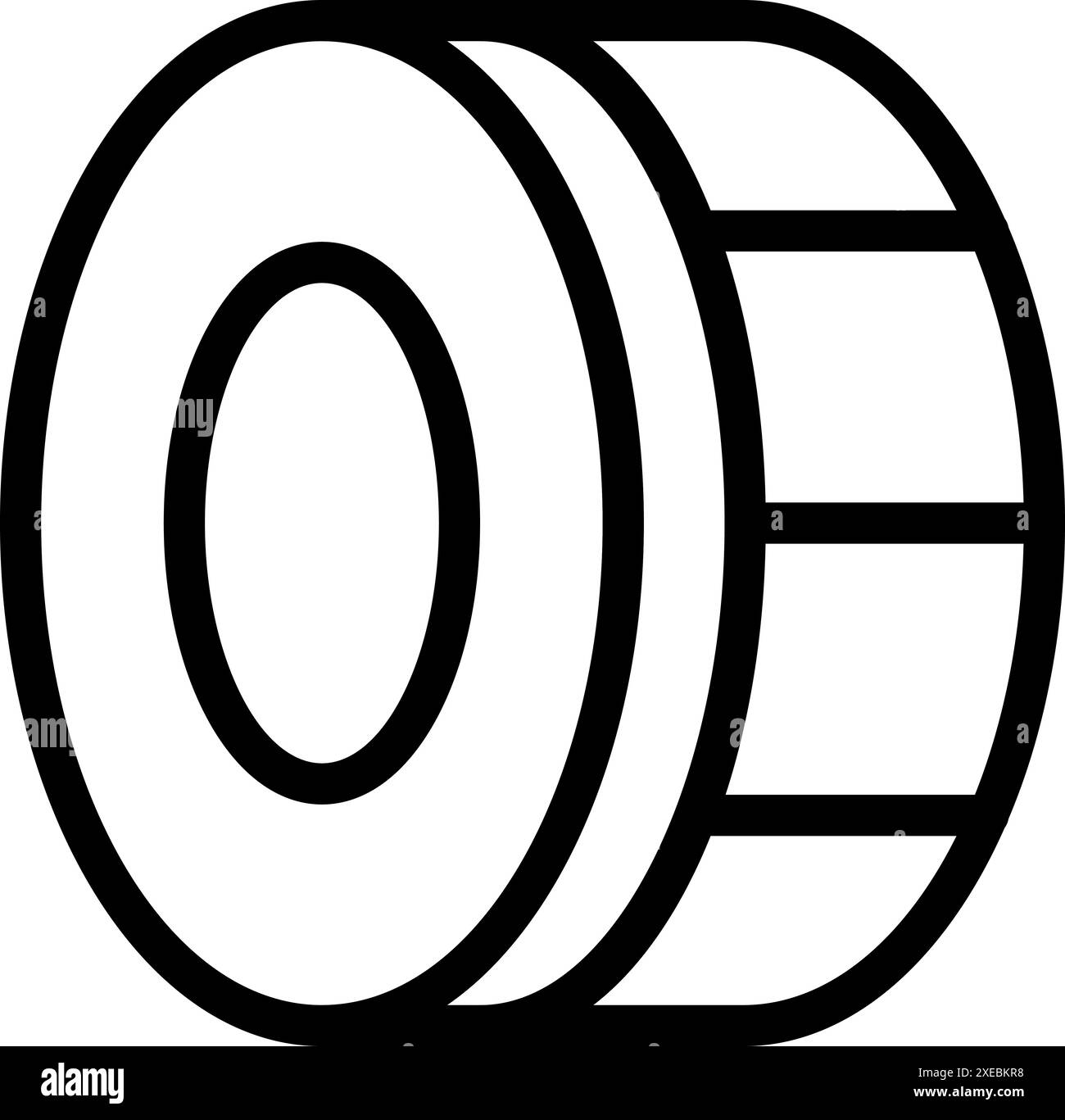 Simple line drawing of a roll of industrial packing tape lying on its ...
