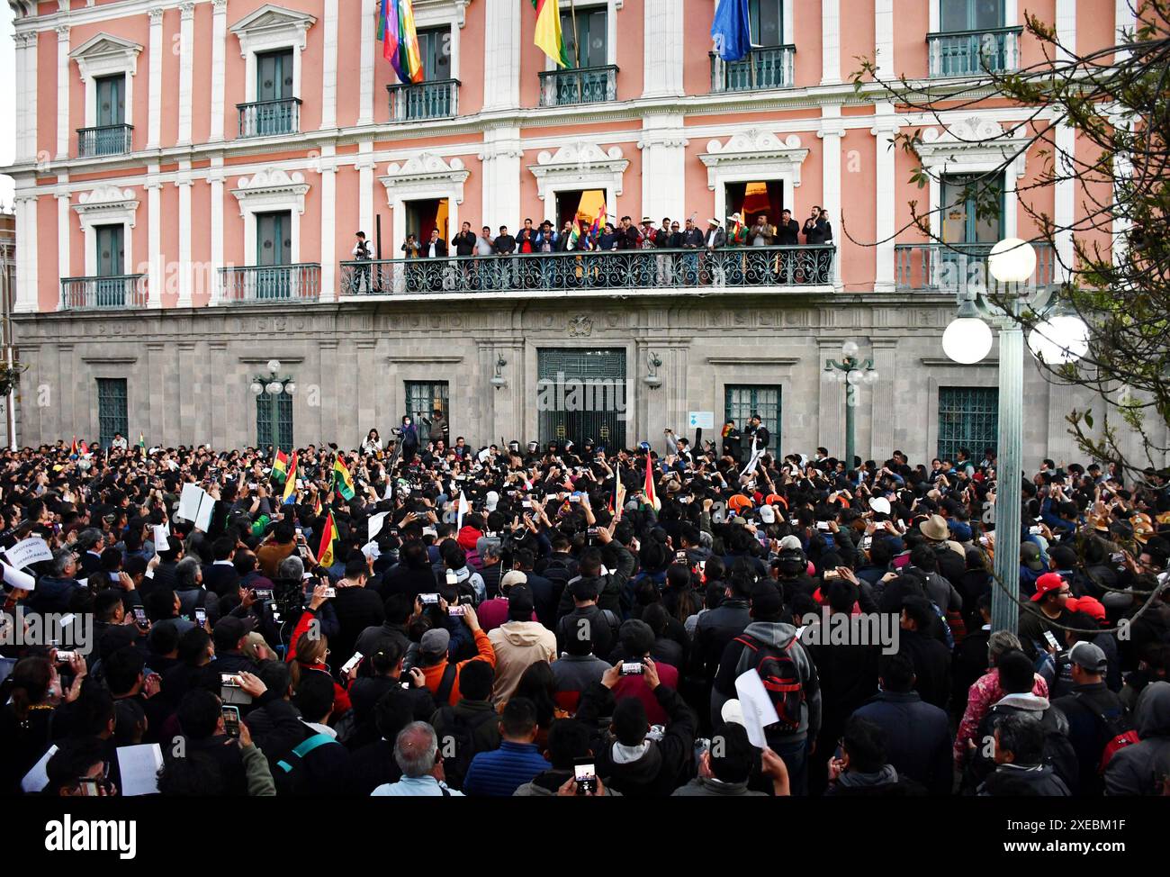 La Paz, Bolivia. 26th June, 2024. Bolivian President Luis Arce (C ...