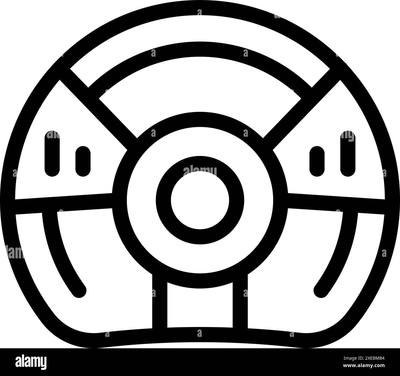 Simple black and white icon of a steering wheel, perfect for ...