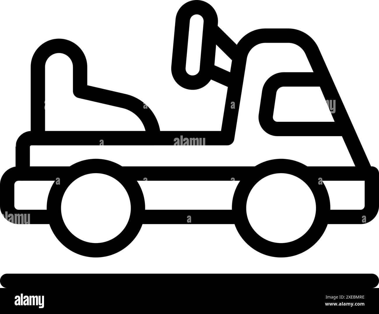 Simple line drawing of a toy car with an open top, big wheels, and a ...