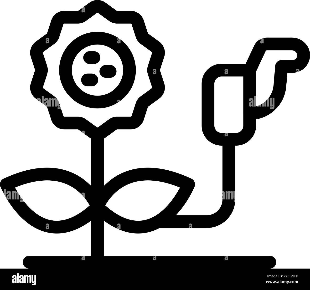Concept of gasoline dependence represented by a flower being watered ...