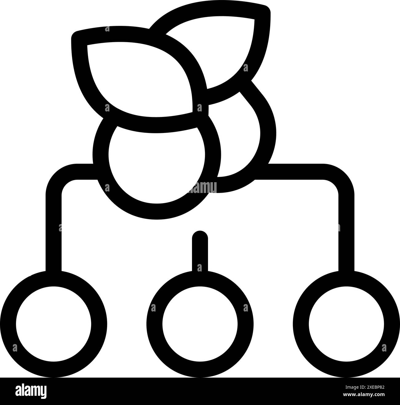 Line art icon of a simple hierarchy system showing three levels with ...