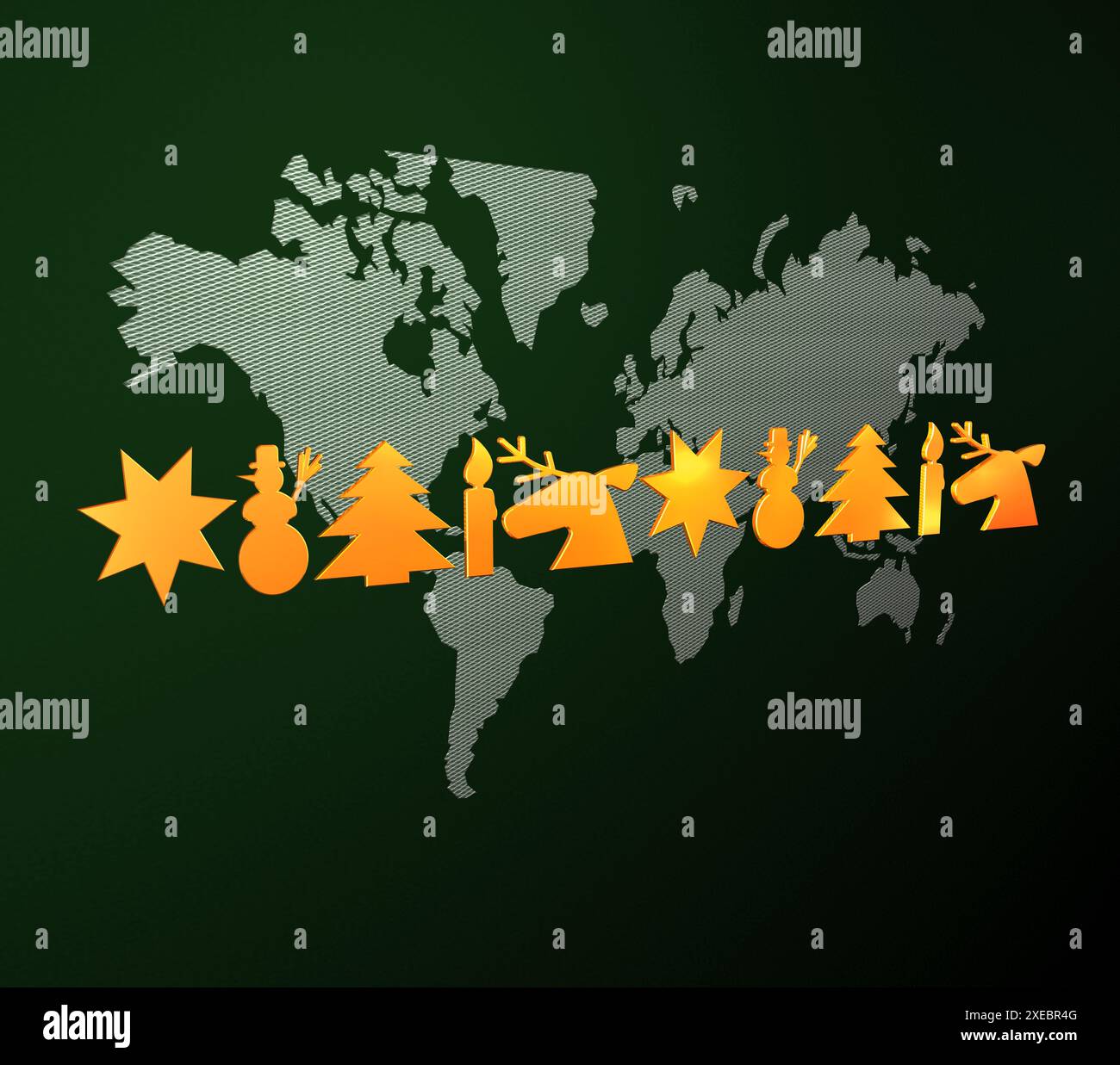 World map with Christmas symbols Stock Photo - Alamy