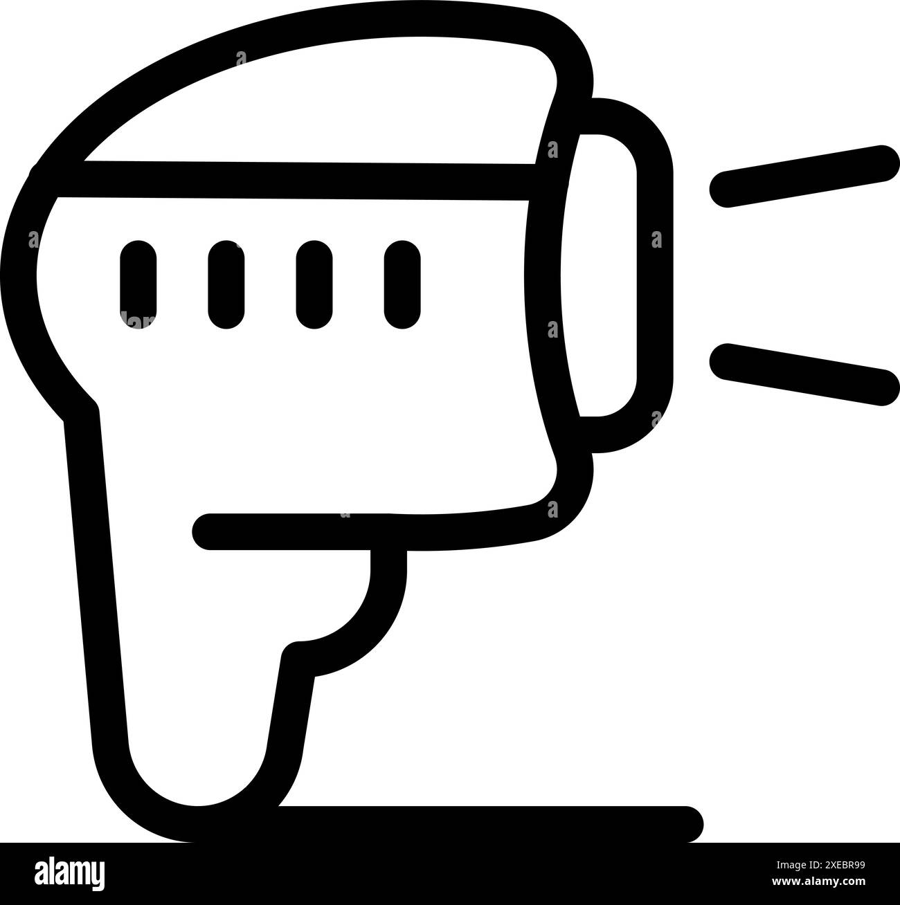 Handheld barcode scanner is scanning, emitting a beam of light Stock ...