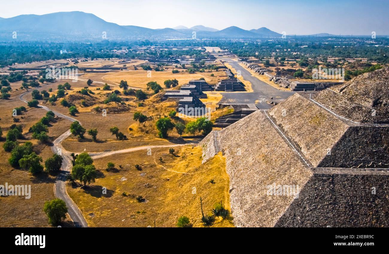 Teotihuacan missing pyramid of the Moon aerial Stock Photo - Alamy