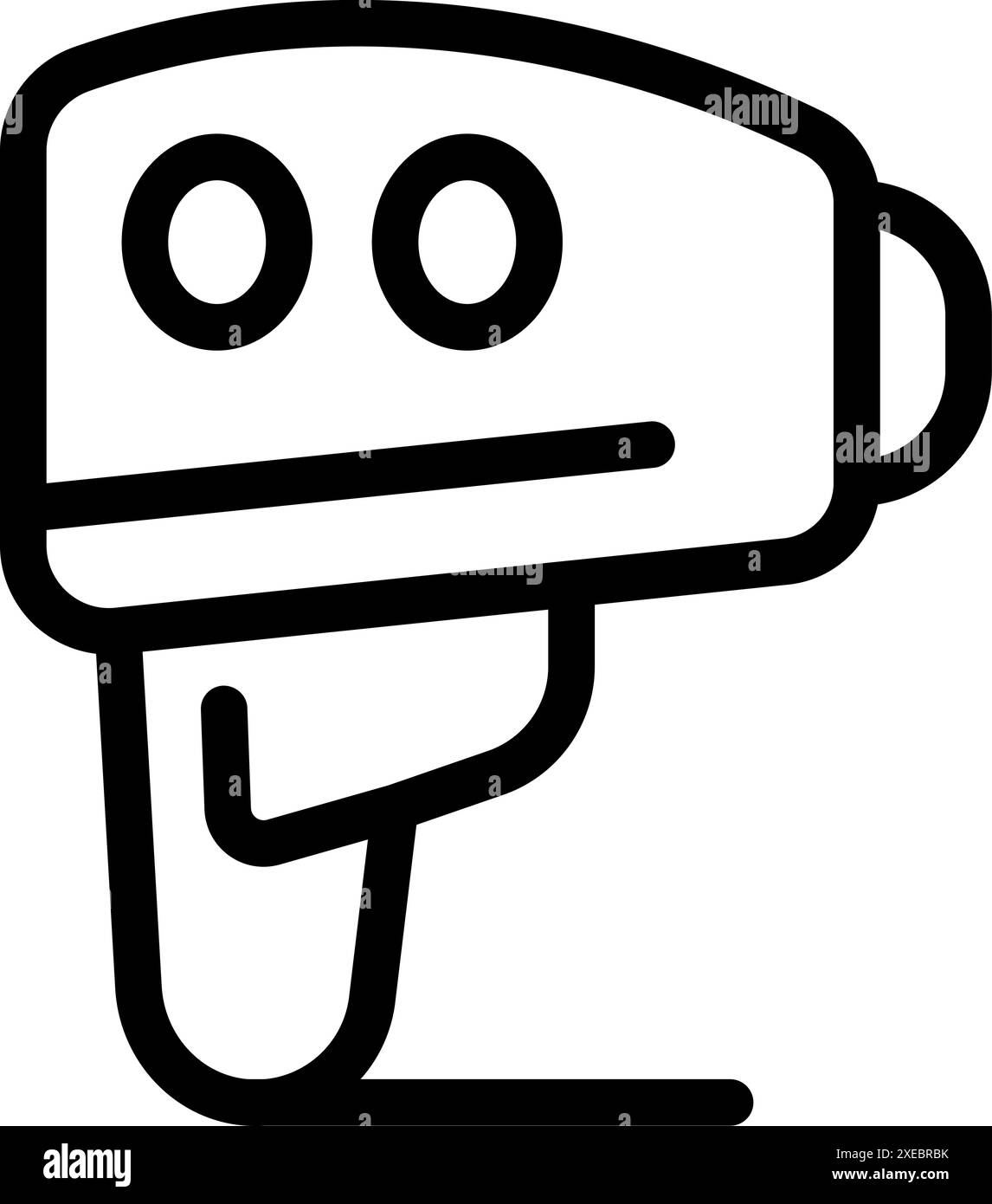 Simple black and white icon of a barcode scanner standing on a surface ...