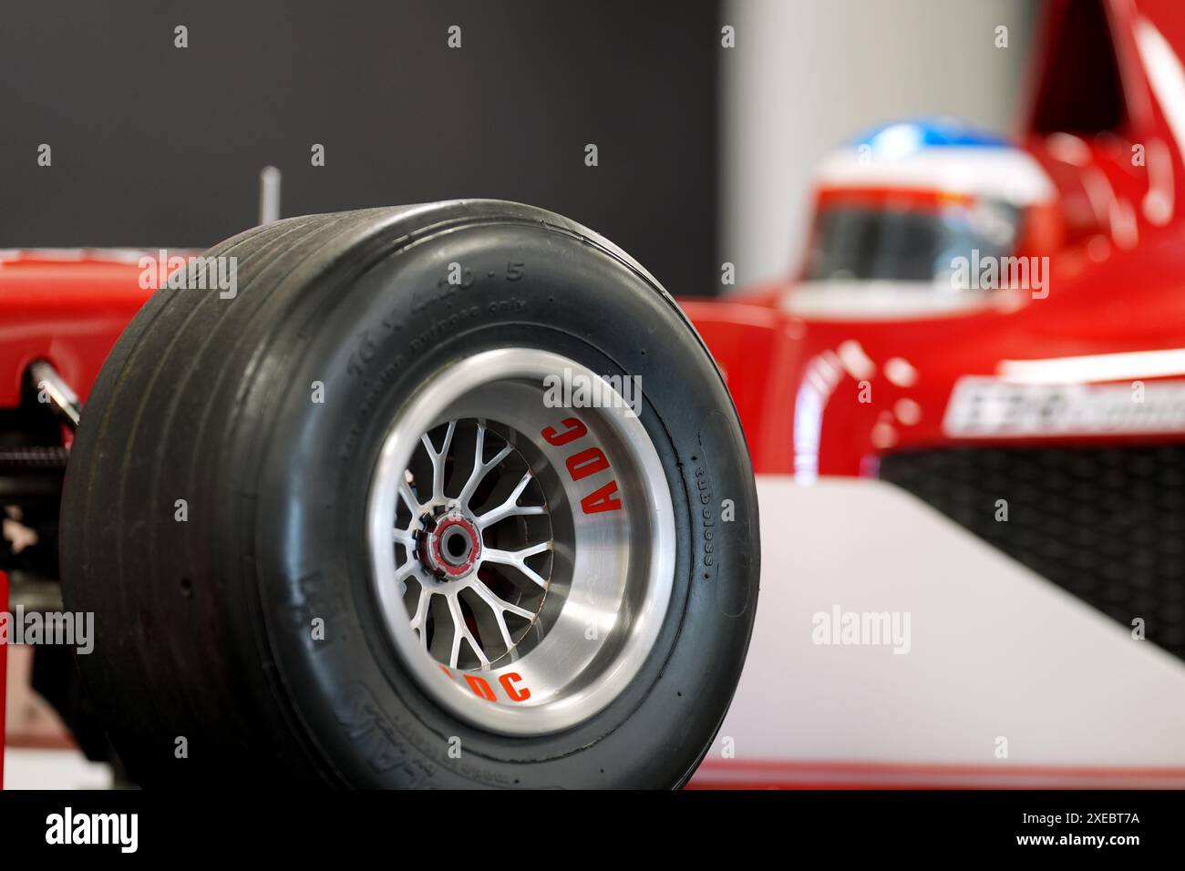 Detail of the 1:3 scale model of the F1 Ferrari F2002, the car Michael ...