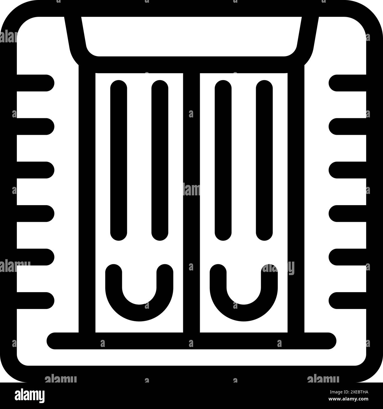 Black outline icon representing a server room, symbolizing big data storage and cloud computing ...