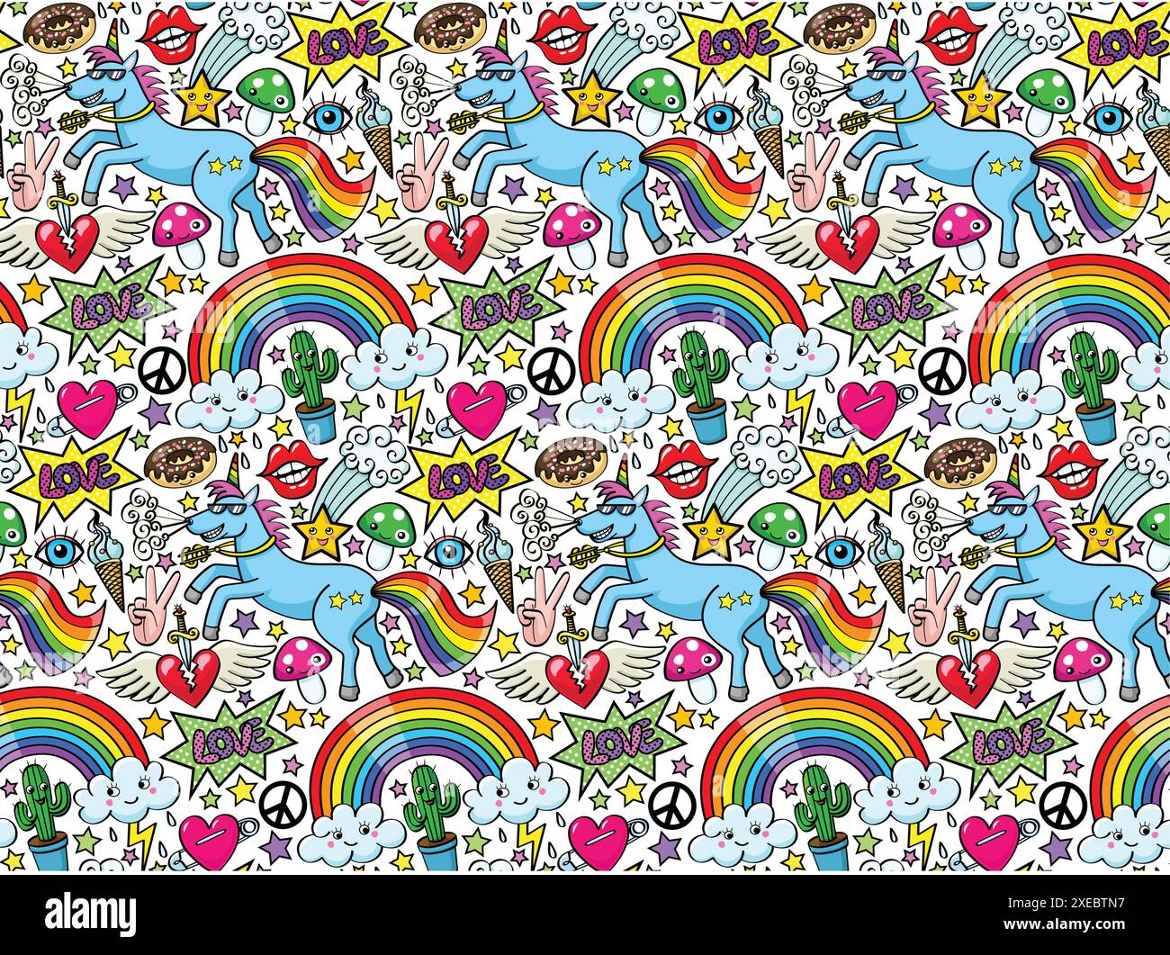 Unicorn background with different elements Stock Vector Image & Art - Alamy
