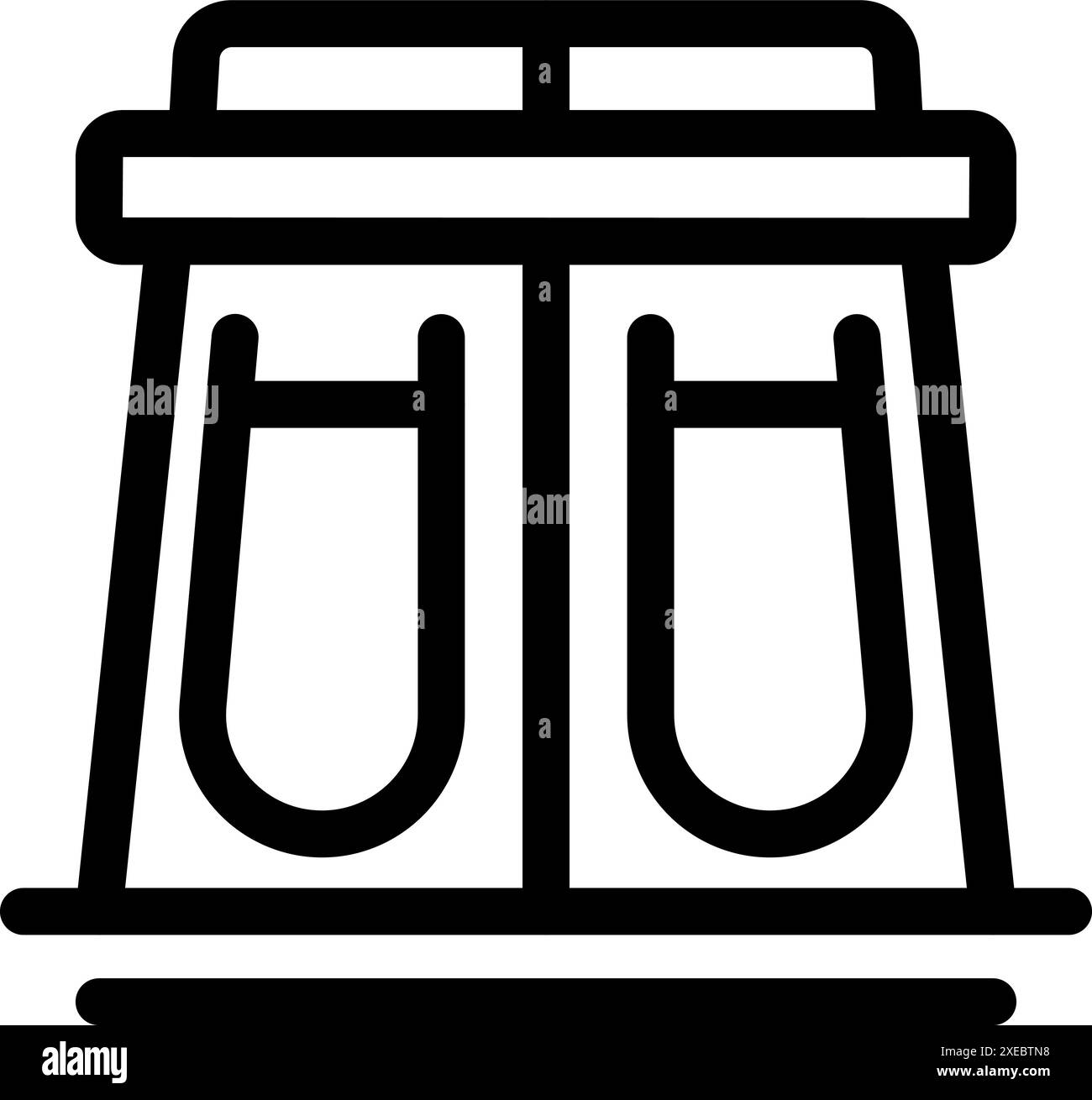 Laboratory stand holding two test tubes for an experiment, science ...