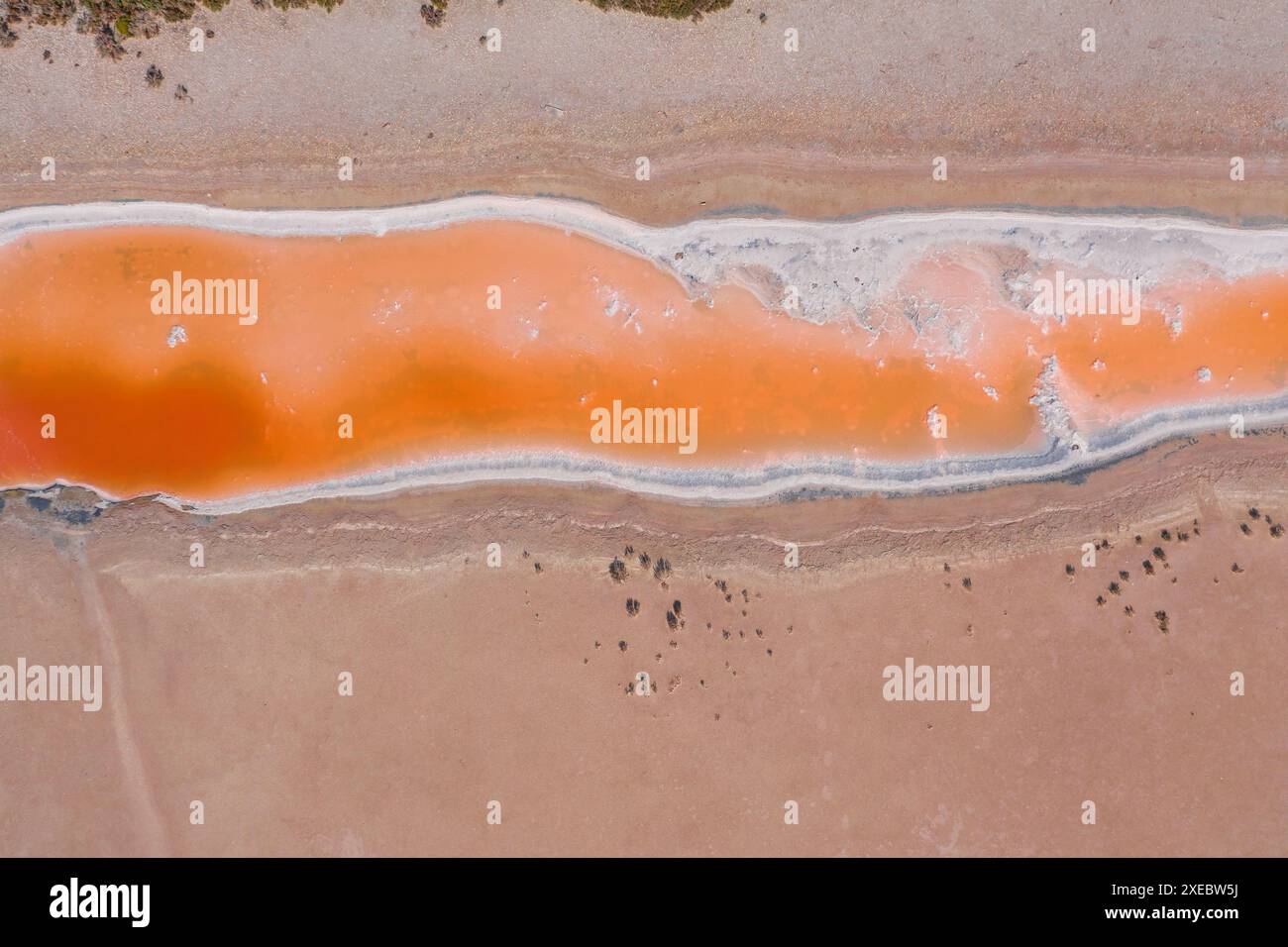 Aerial view of colourful details in salt evaporaion ponds at Moolap in ...