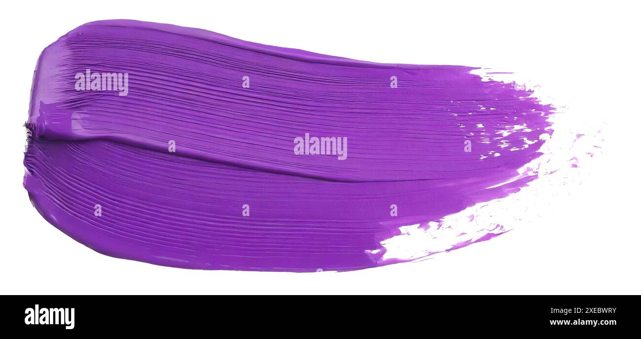 Purple paint brush stroke isolated on white background. Top view Stock ...