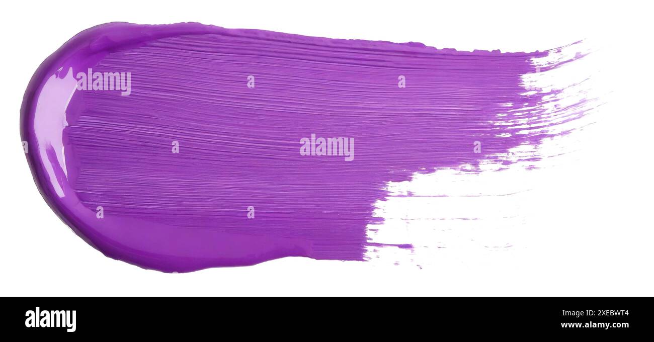 Purple paint brush stroke isolated on white background with clipping ...