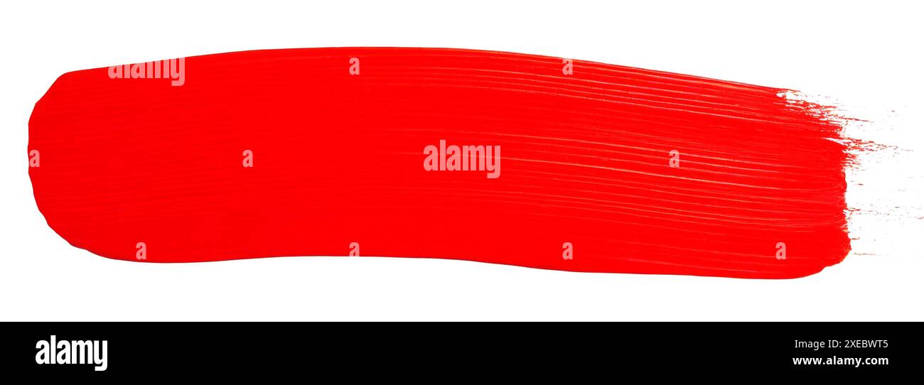Red paint brush stroke isolated on white background, clipping path ...