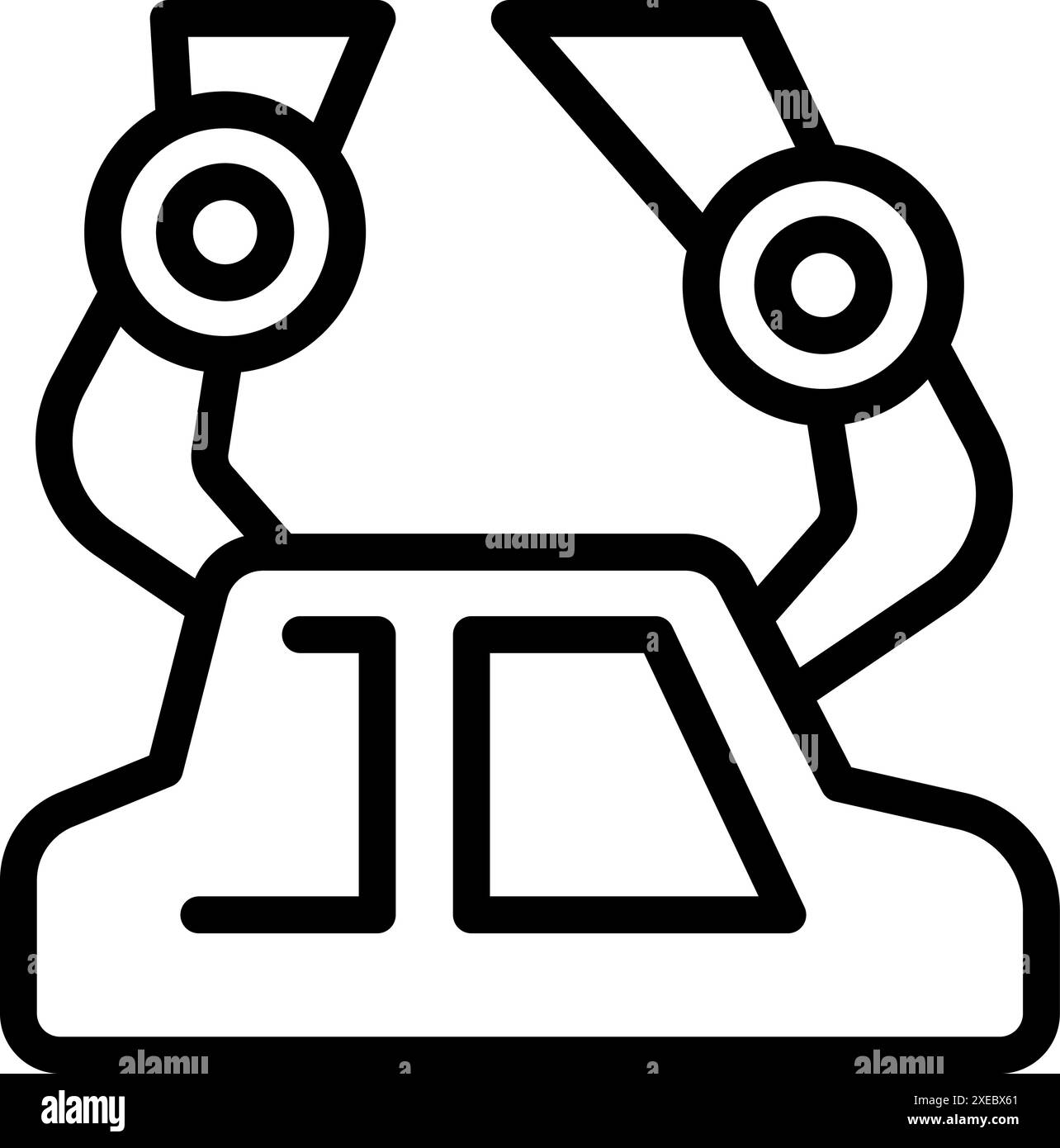 Line icon of a robotic arm lifting a heavy object, symbolizing automation in manufacturing Stock ...