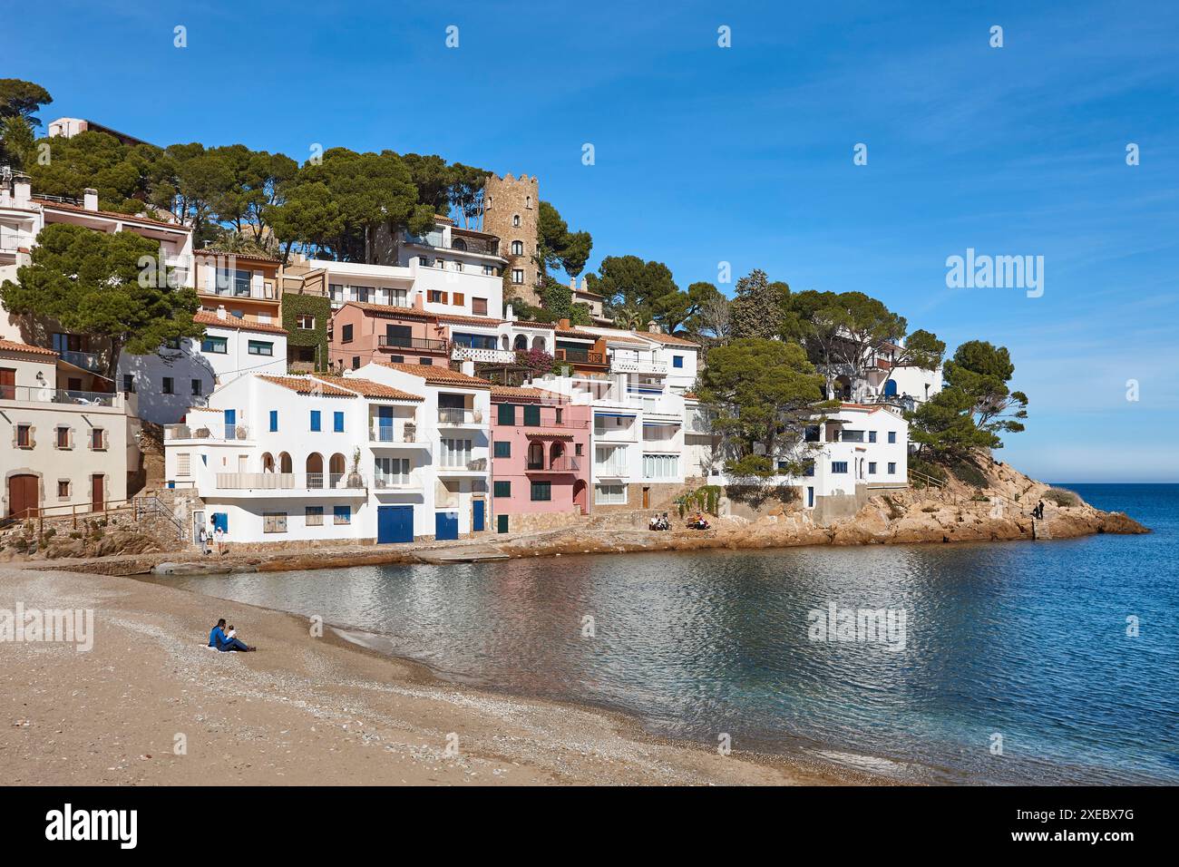 Mediterranean coastline traditional village of Begur. Costa Brava ...
