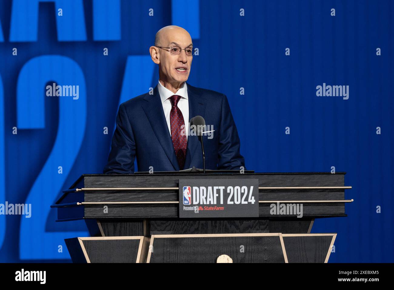 NBA commissioner Adam Silver speaks before the first round of the 2024 ...
