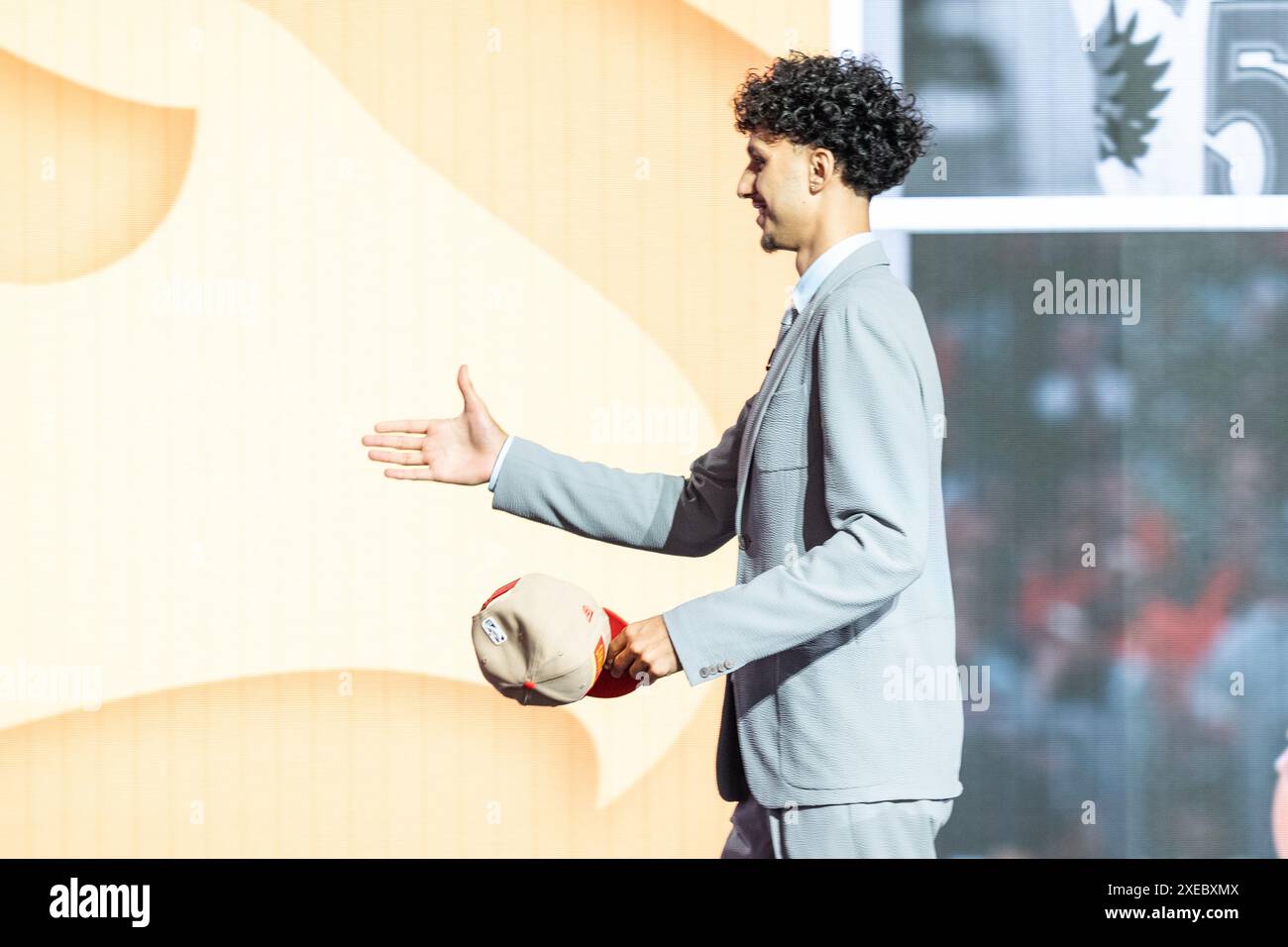 Zaccharie Risacher is seen after being picked number one by the Atlanta ...