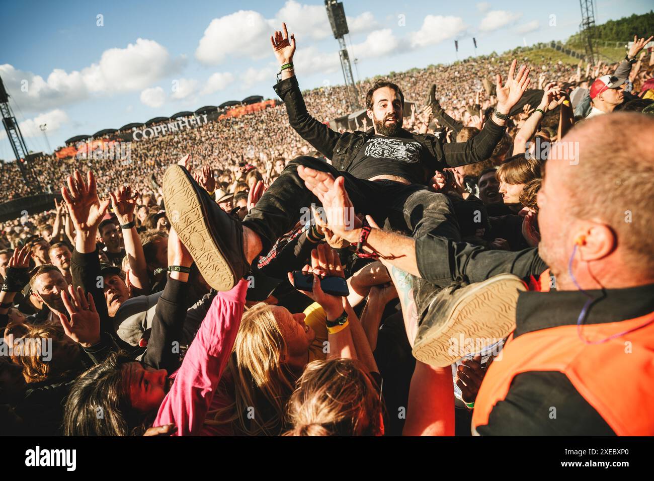 Copenhagen, Denmark. 19th, June 2024. Heavy metal fans seen at one of ...