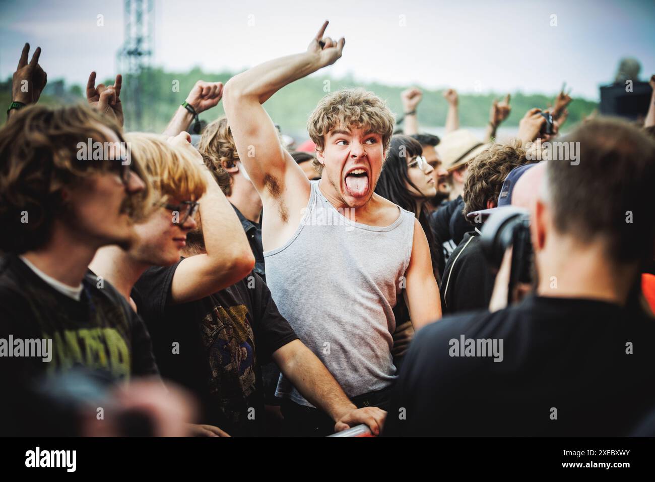 Copenhagen, Denmark. 20th, June 2024. Heavy metal fans seen at one of ...