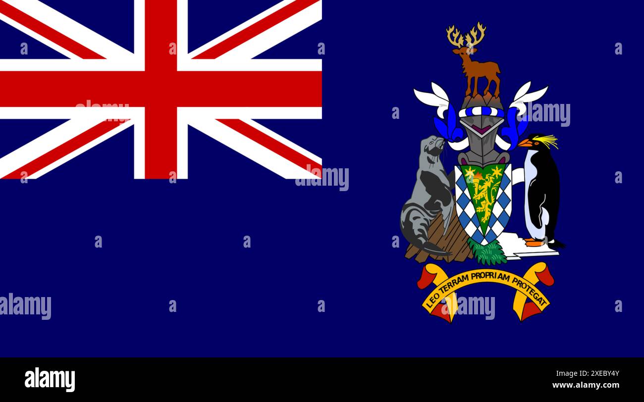 Flag of South Georgia and South Sandwich Islands. Official symbol of ...