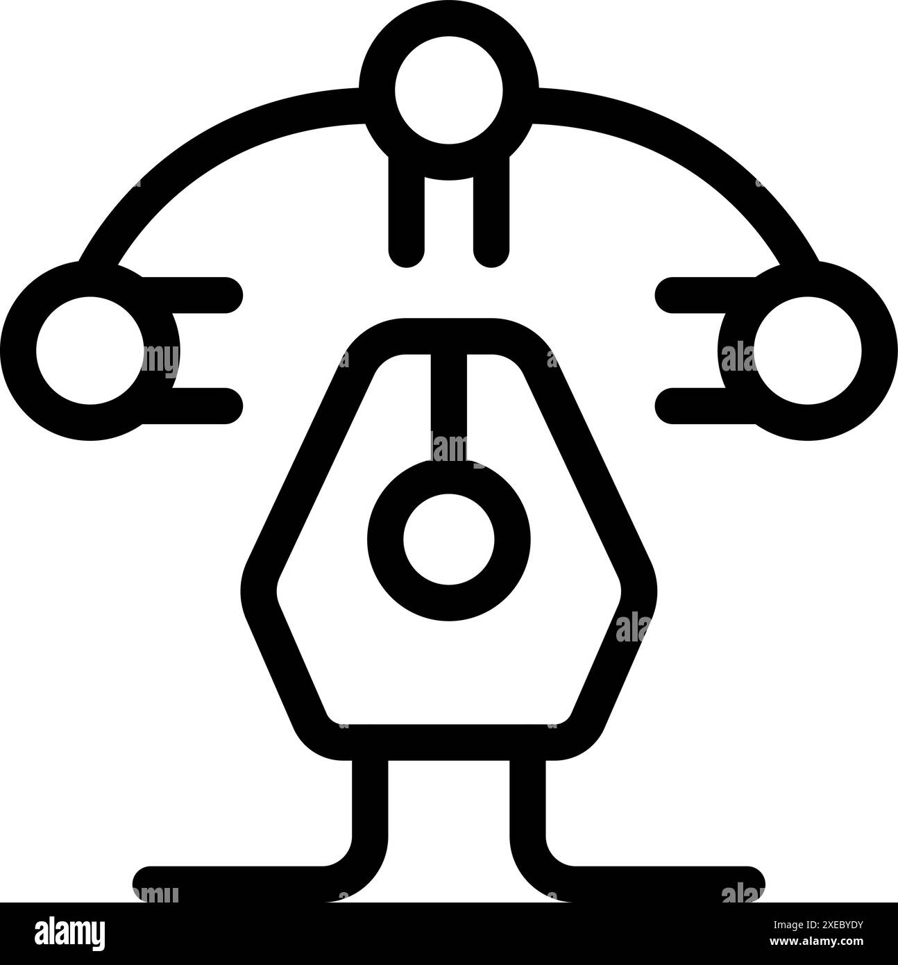 Line icon of an algorithm managing three nodes connecting with lines ...