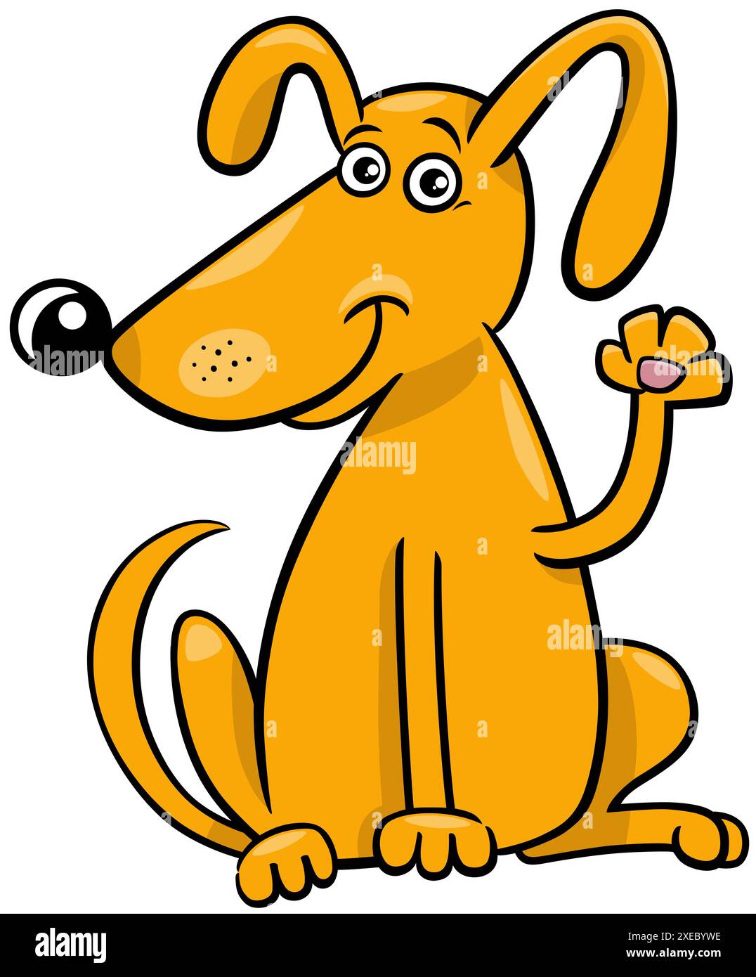 Cartoon yellow dog character waving his paw Stock Photo - Alamy
