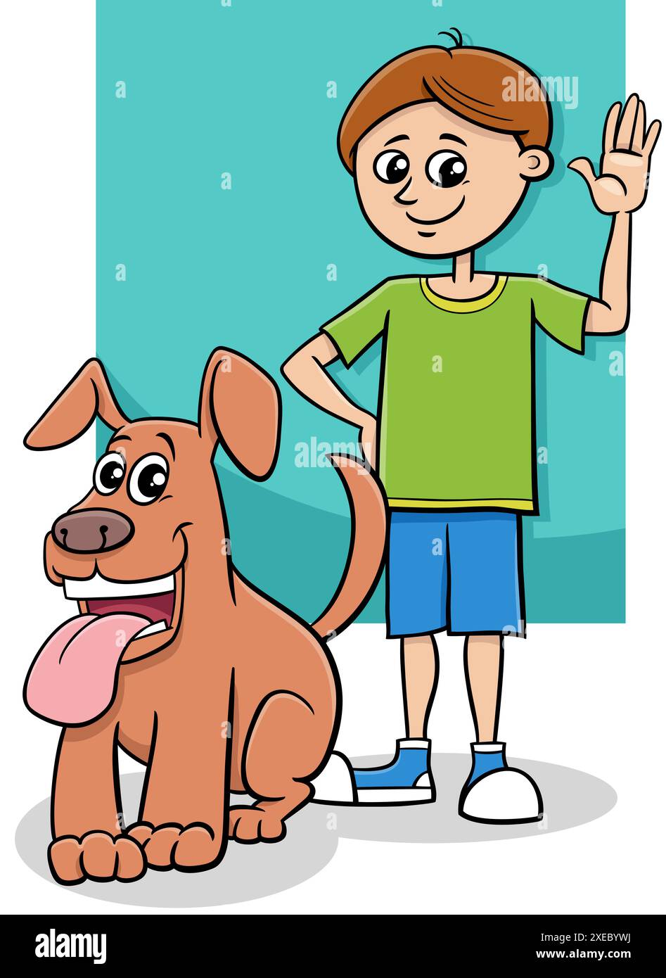 Cartoon illustration happy dog owner hi-res stock photography and ...