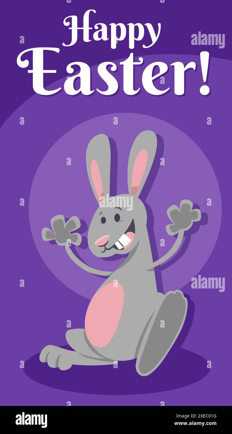 Cartoon Easter bunny on Easter time greeting card design Stock Photo ...