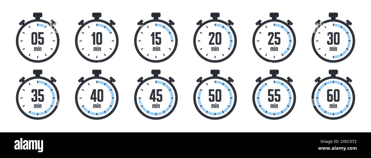 Stopwatch icons. Colorful simple chronometer, time counter with dial ...