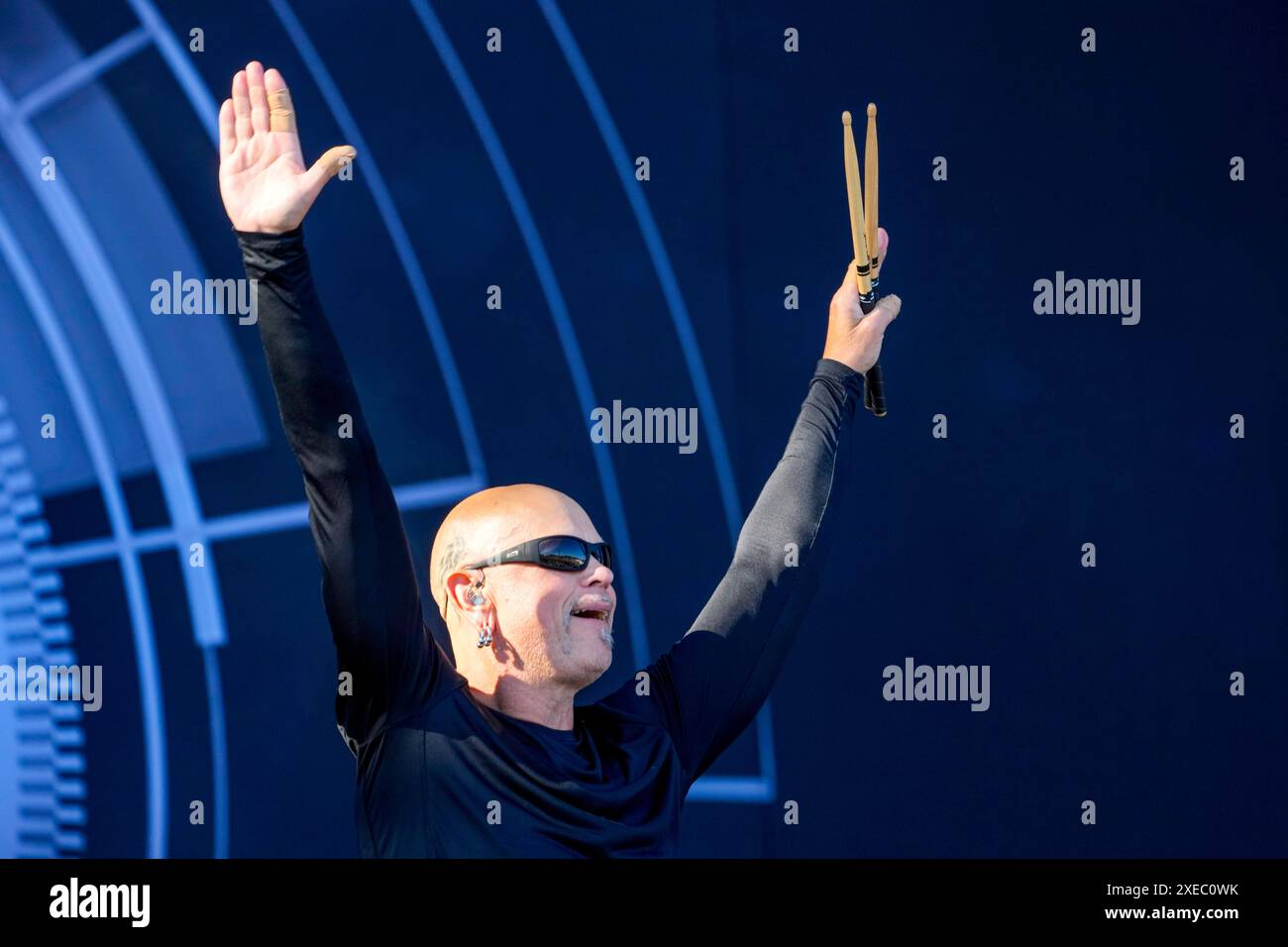 Oslo 20240626. The Swedish band Europe, here with drummer Ian Haugland ...
