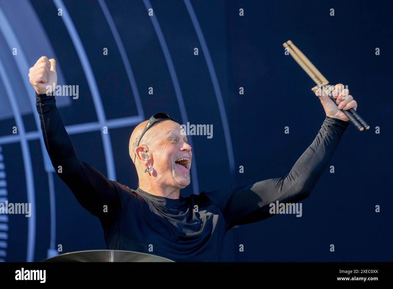 Oslo 20240626. The Swedish band Europe, here with drummer Ian Haugland ...