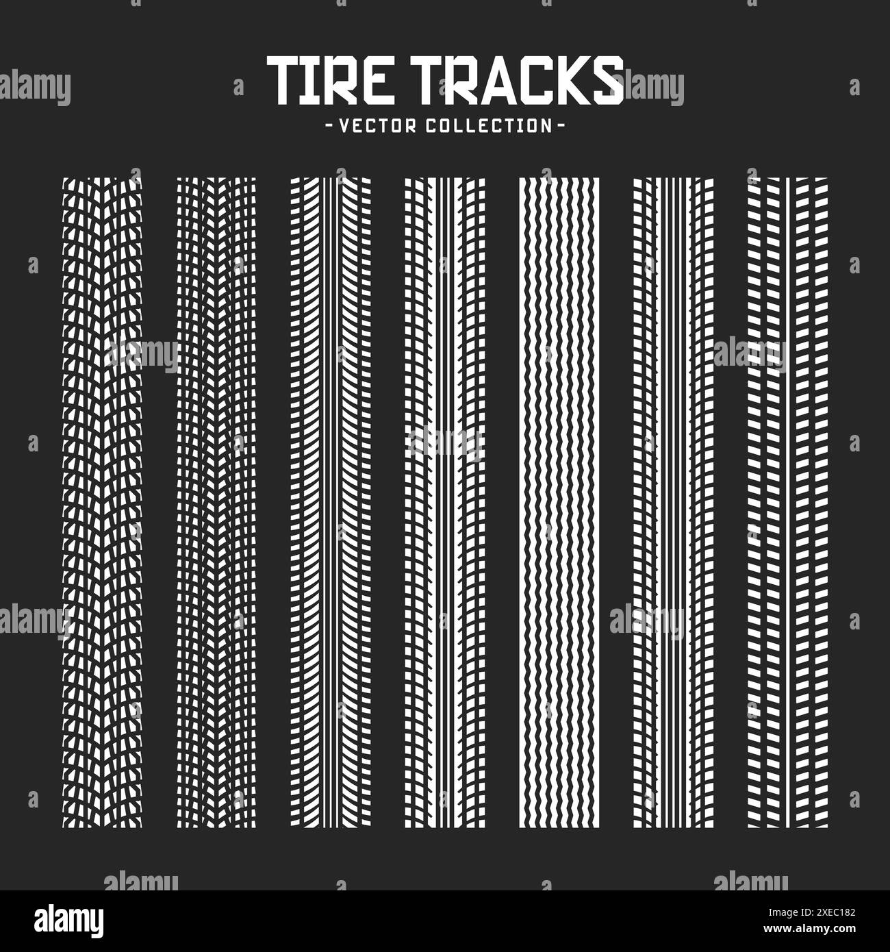 Tire tracks, wheel braking marks. Truck, car or motorcycle tread ...