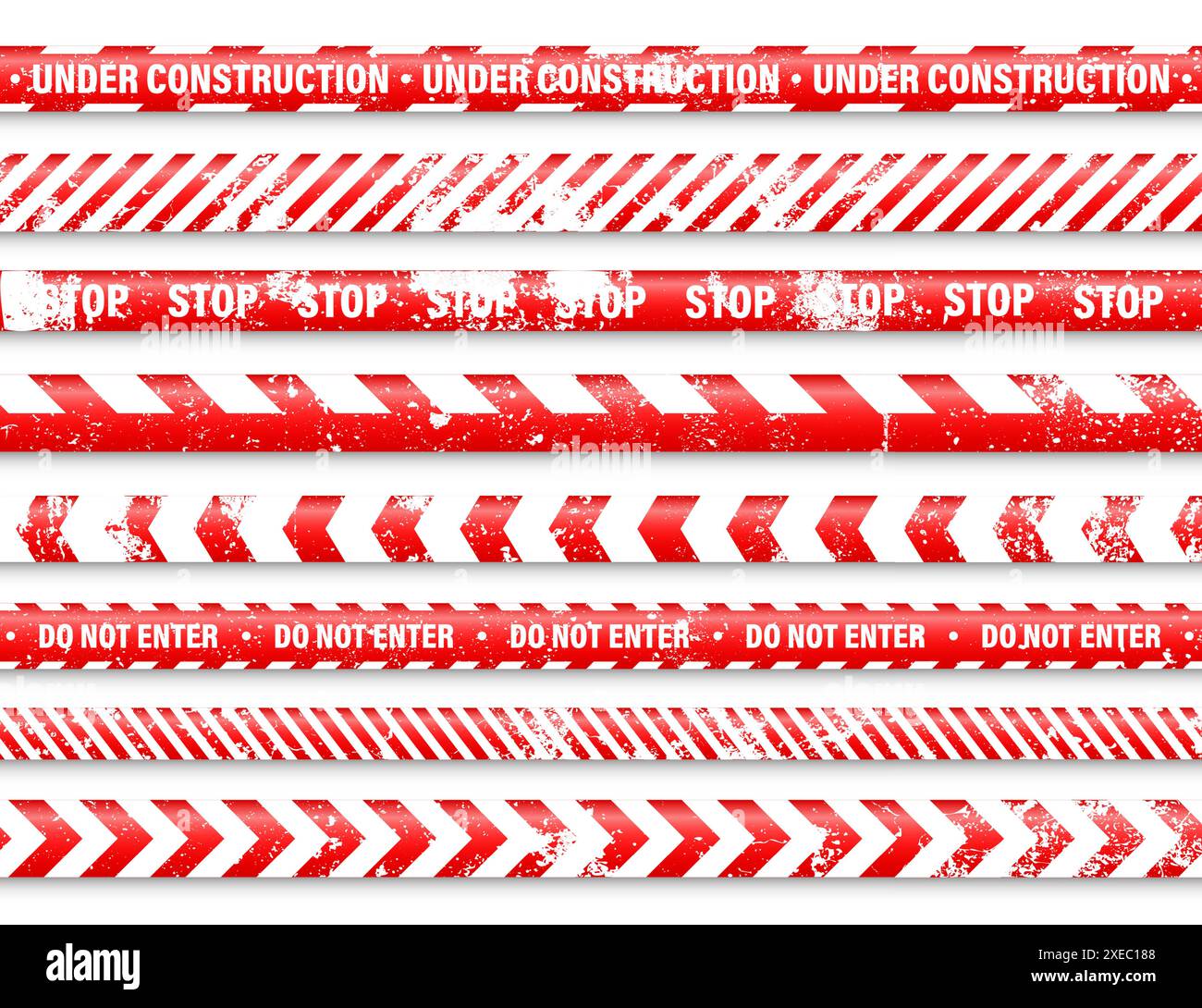 Old grunge barricade construction tape. Red police warning line ...