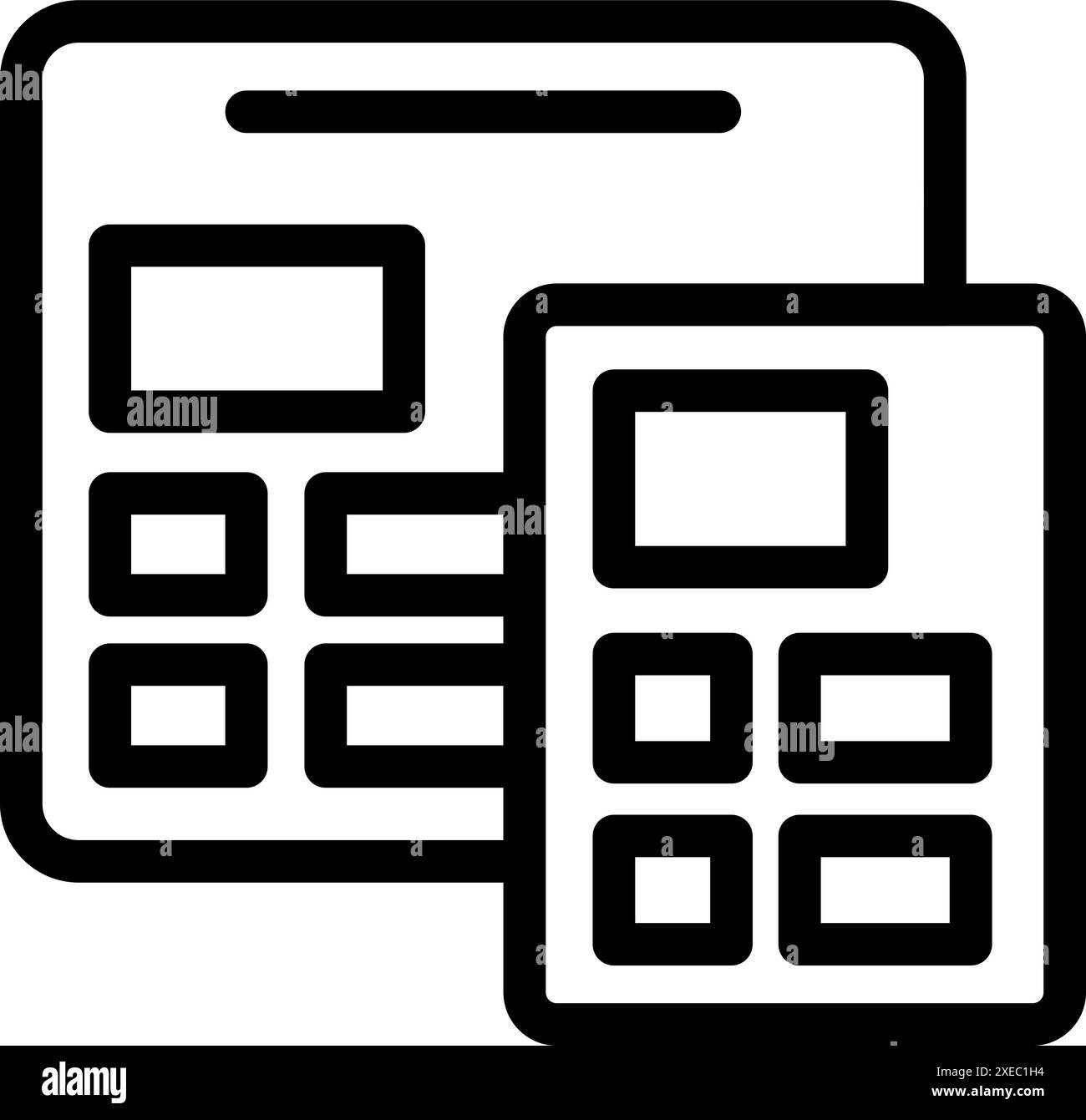 Simple black and white icon of a calculator showing buttons and display for calculating ...