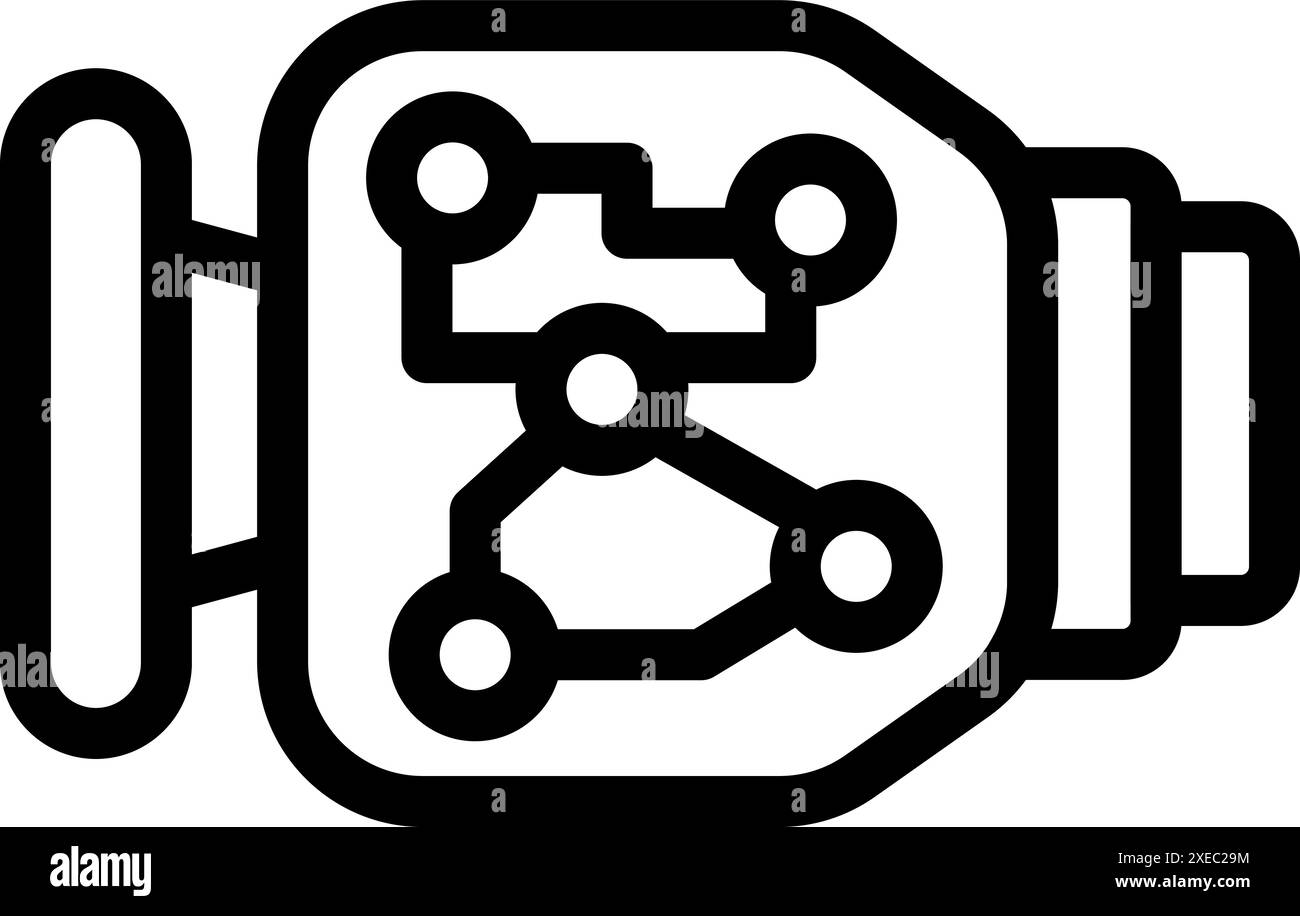Electronic engine part icon representing a circuit board with nodes and ...