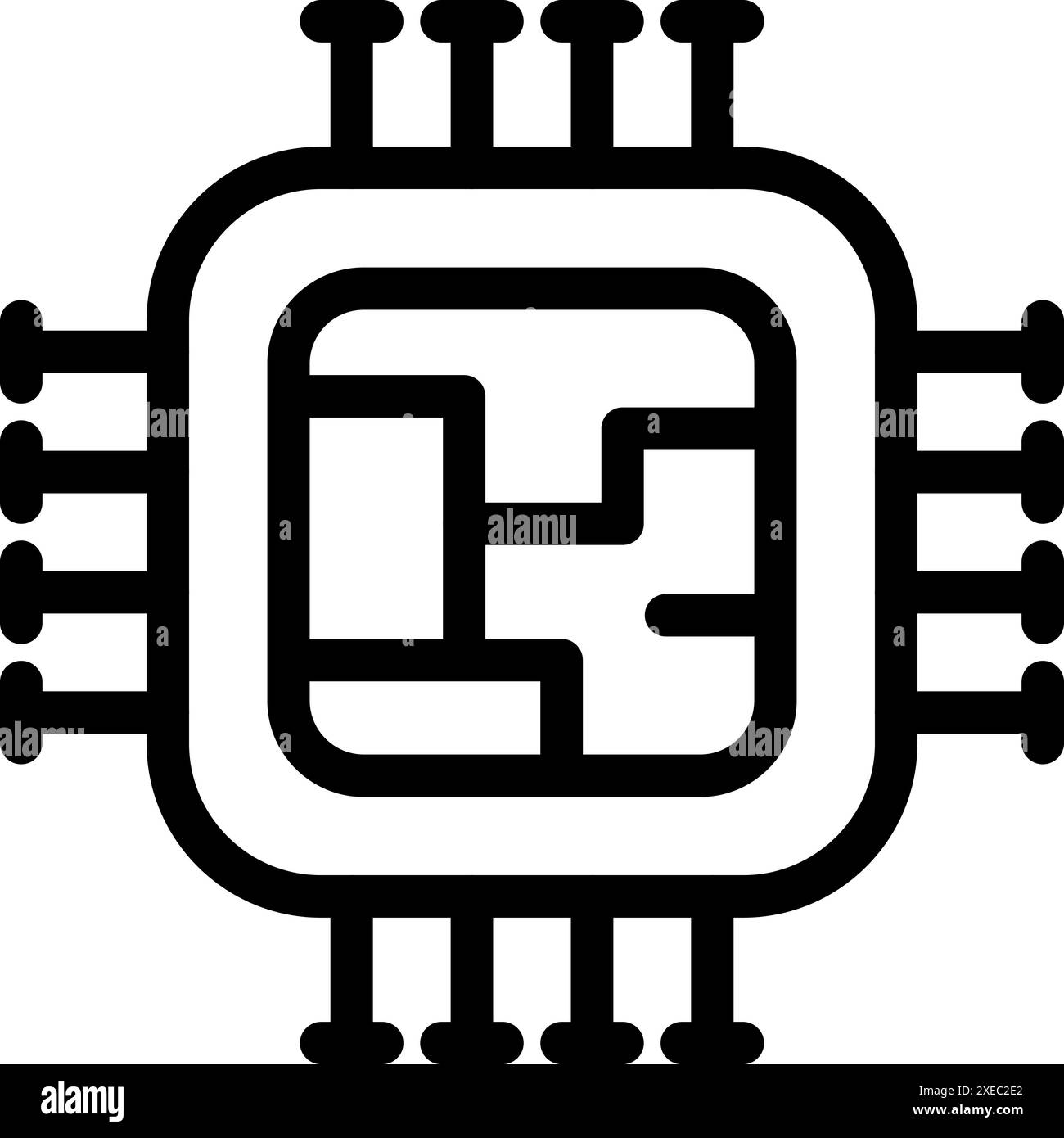 Line art style icon of a microchip, representing the concept of ...