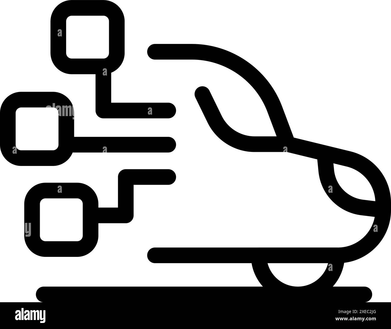 Line Art Icon Of A Self Driving Car Speeding Down The Road