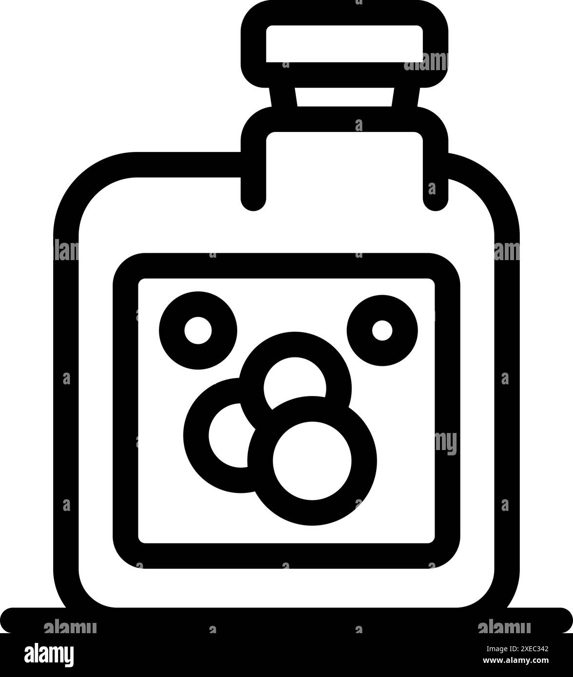 Line icon of a cleaning product bottle with bubbles, for washing dishes ...