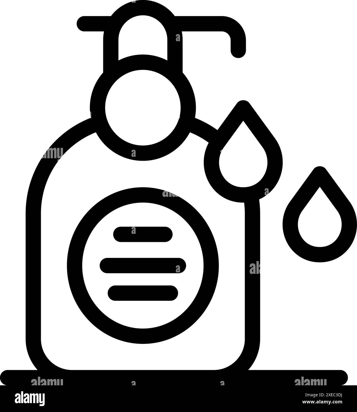 Line art icon of a plastic bottle dispensing liquid soap for hand ...