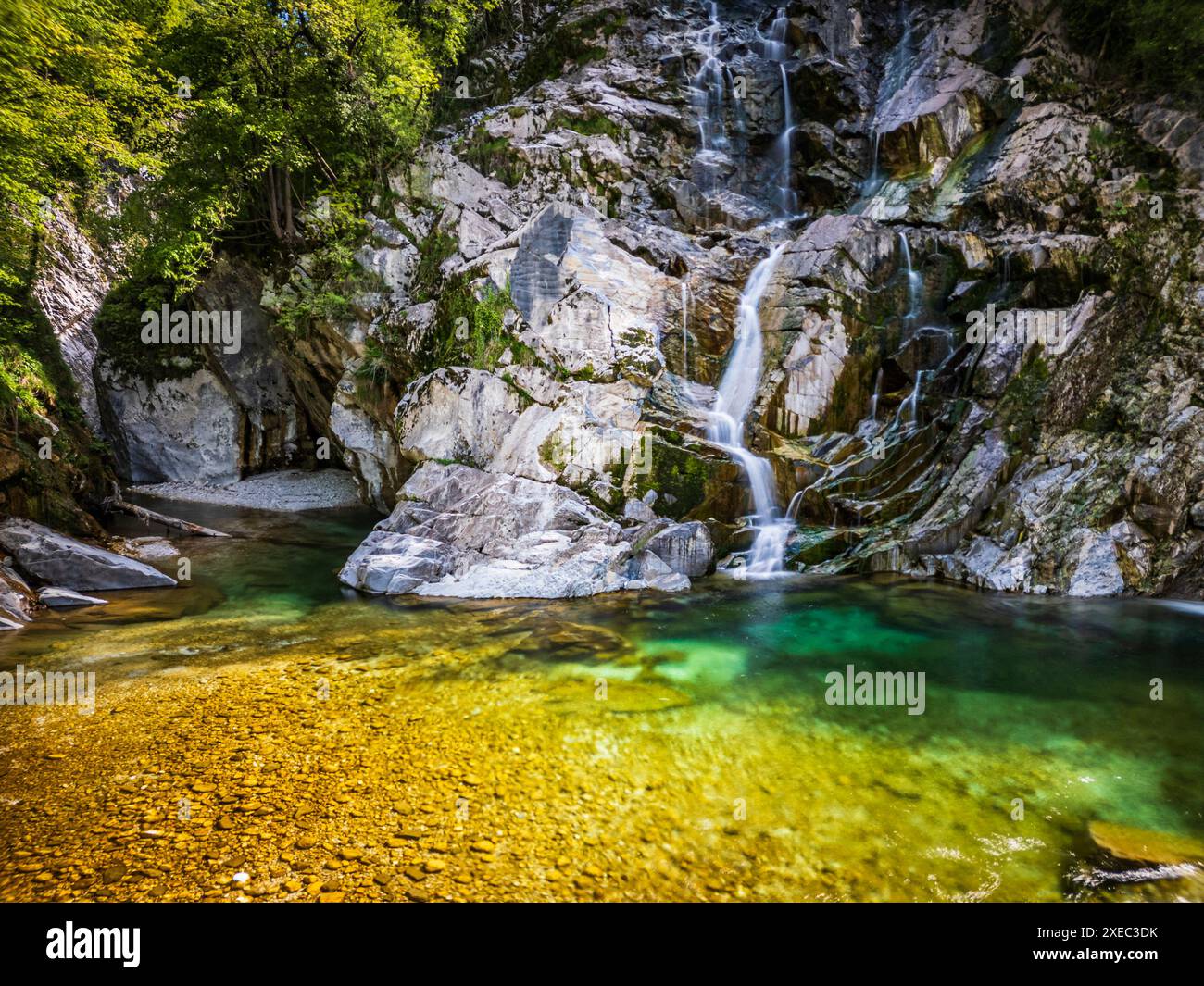 Waterfall and dam in the Julian Prealps. Crosis, pearl of Tarcento ...