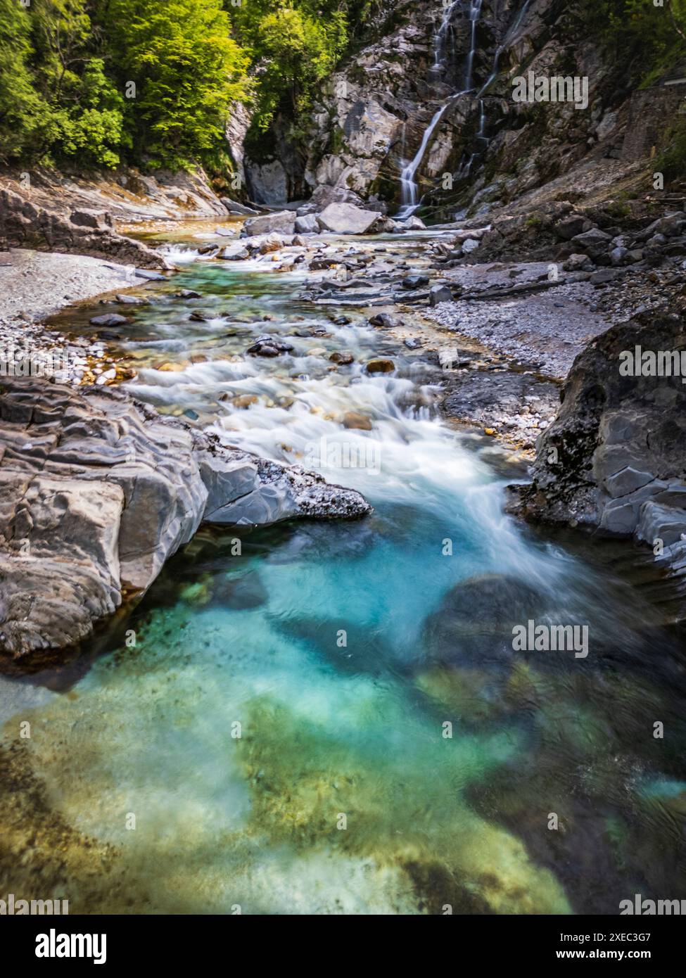 Waterfall and dam in the Julian Prealps. Crosis, pearl of Tarcento ...