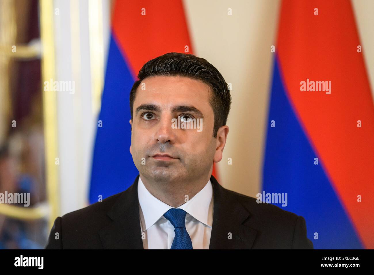 RIGA, LATVIA. 26th June 2024. Alen Simonyan, President of the National ...