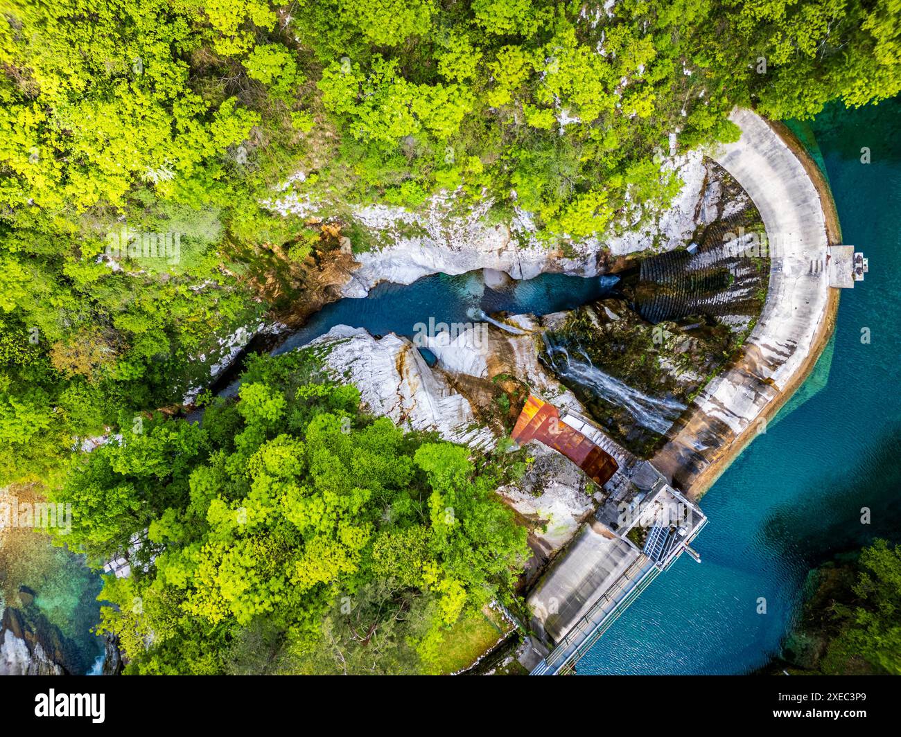 Waterfall and dam in the Julian Prealps. Crosis, pearl of Tarcento ...