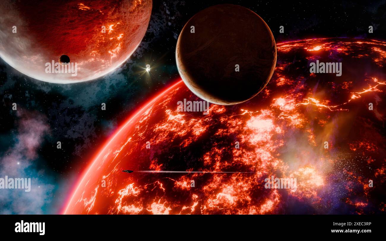 Science fiction scene. 3D illustration Stock Photo - Alamy