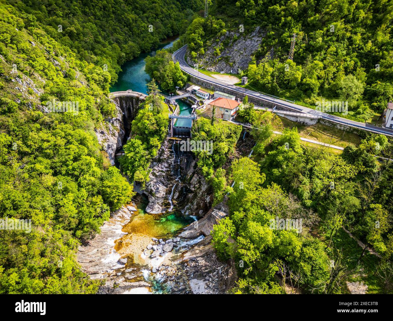 Waterfall and dam in the Julian Prealps. Crosis, pearl of Tarcento ...
