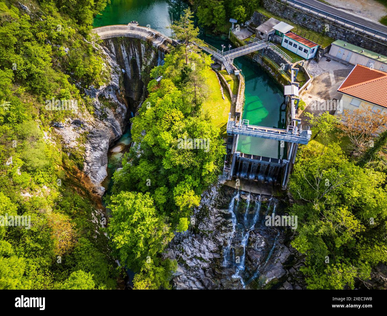 Waterfall and dam in the Julian Prealps. Crosis, pearl of Tarcento ...