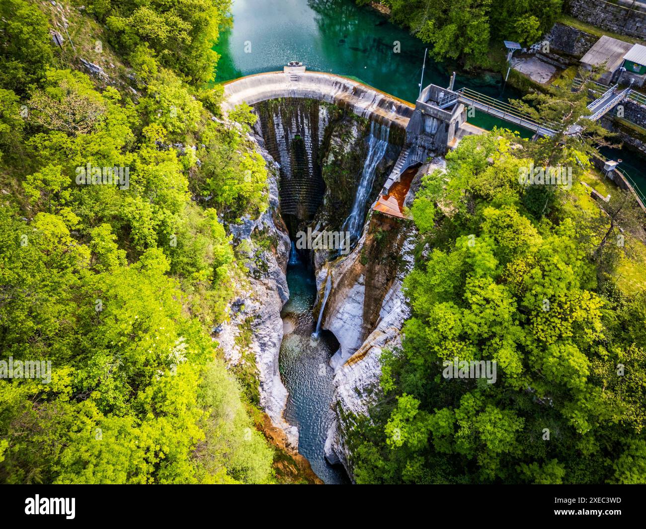Waterfall and dam in the Julian Prealps. Crosis, pearl of Tarcento ...