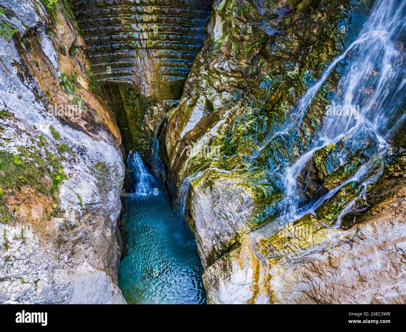Waterfall and dam in the Julian Prealps. Crosis, pearl of Tarcento ...