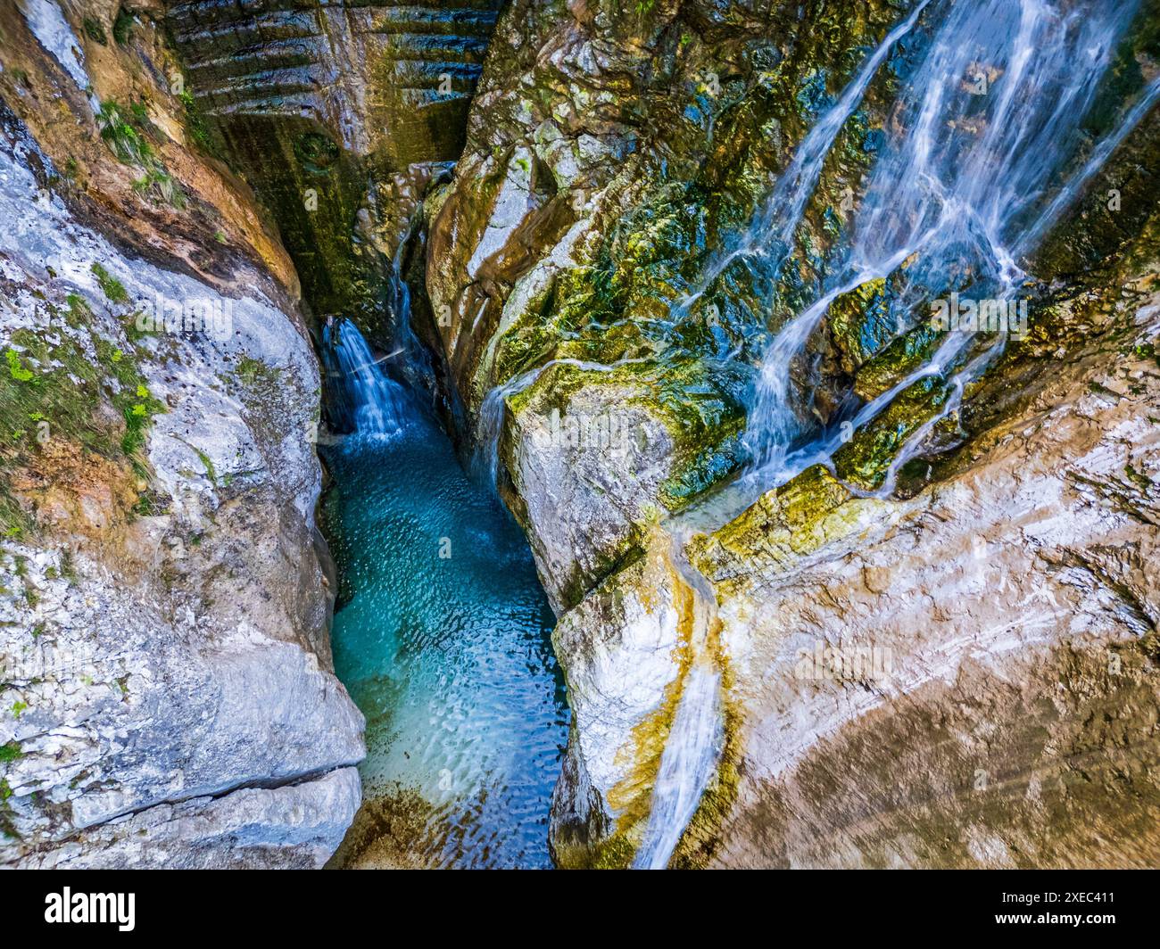 Waterfall and dam in the Julian Prealps. Crosis, pearl of Tarcento ...